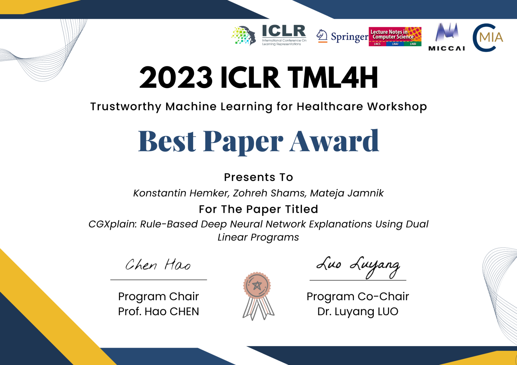 [ICLR 2023 Workshop] 1st TML4H Workshop Successfully Concluded & Call for Papers for JHBI ...